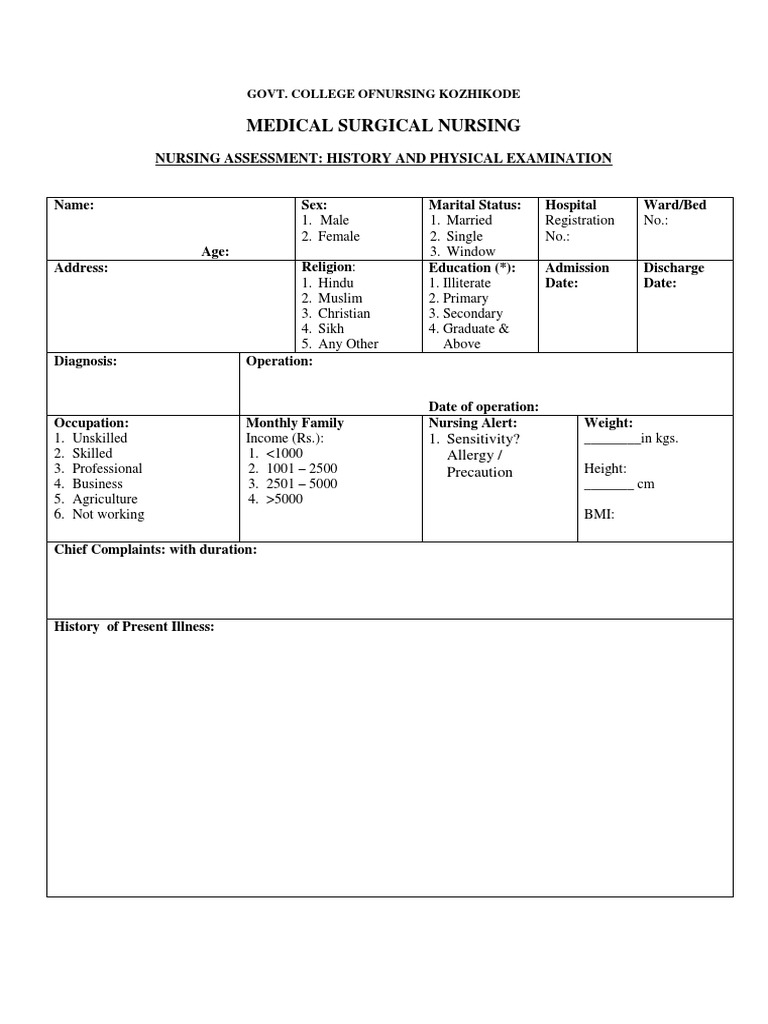 Nursing Assessment New 1 | PDF | Wound | Urinary Incontinence