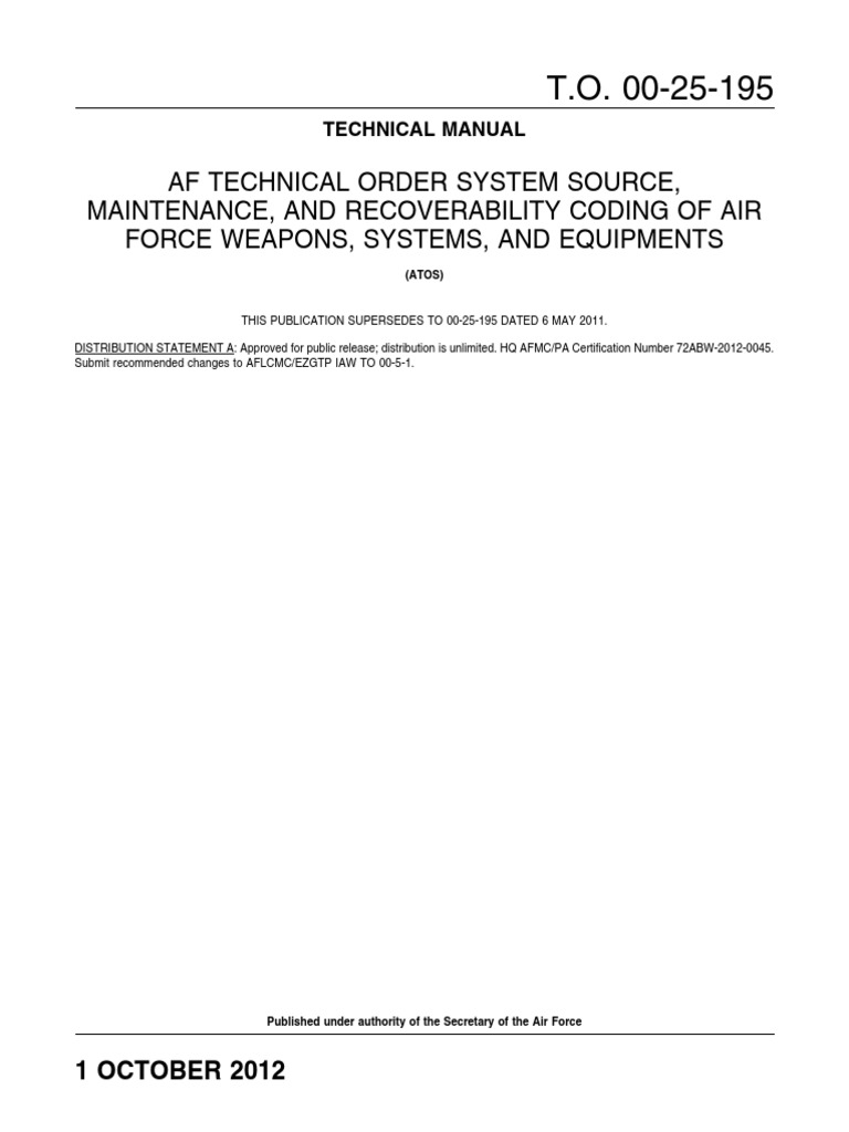 TO 00-25-195 B (01oct12) | PDF | United States Air Force | Source Code