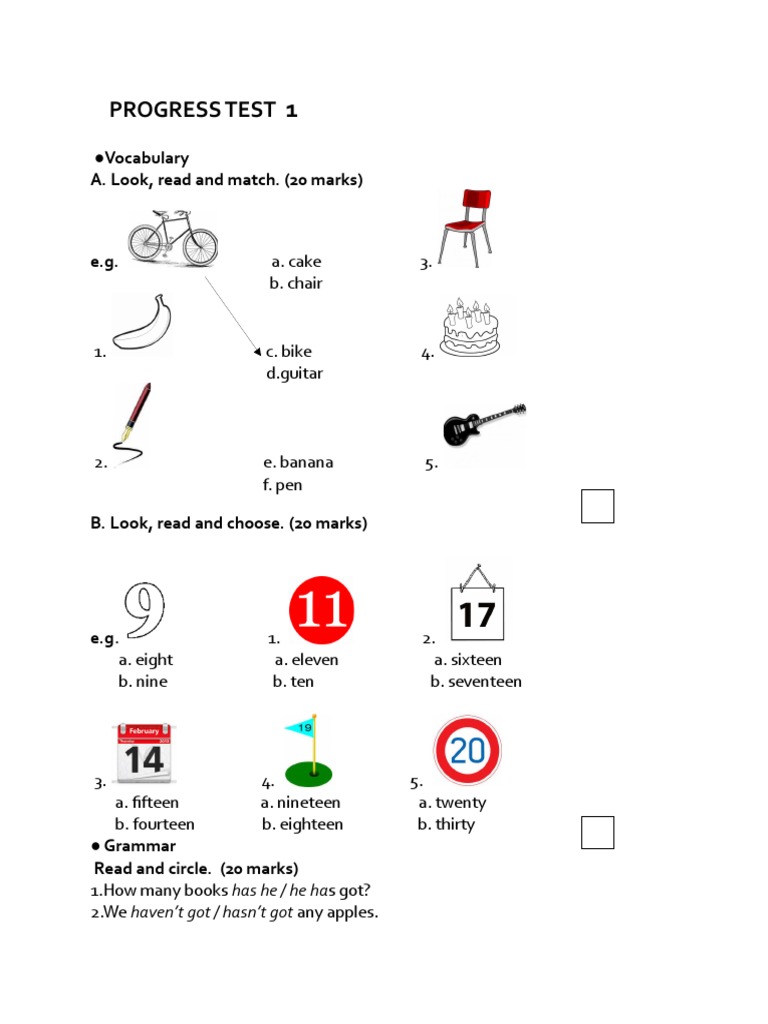 Progress Test 1: Vocabulary & Grammar | PDF