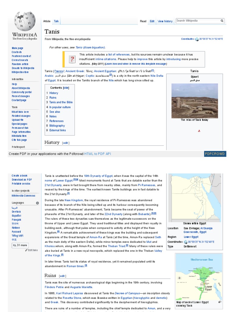 En Wikipedia Org Wiki Tanis | PDF | Ancient Egypt | Archaeology