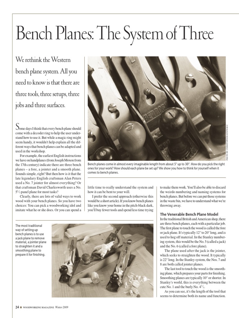 Bench Planes - The System of Three | PDF | Tools | Woodworking