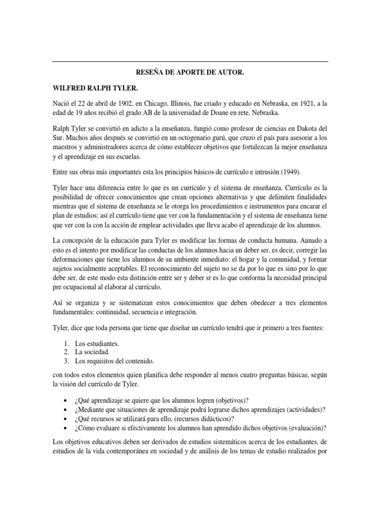 Ralph Tyler | PDF | Plan de estudios | Evaluación