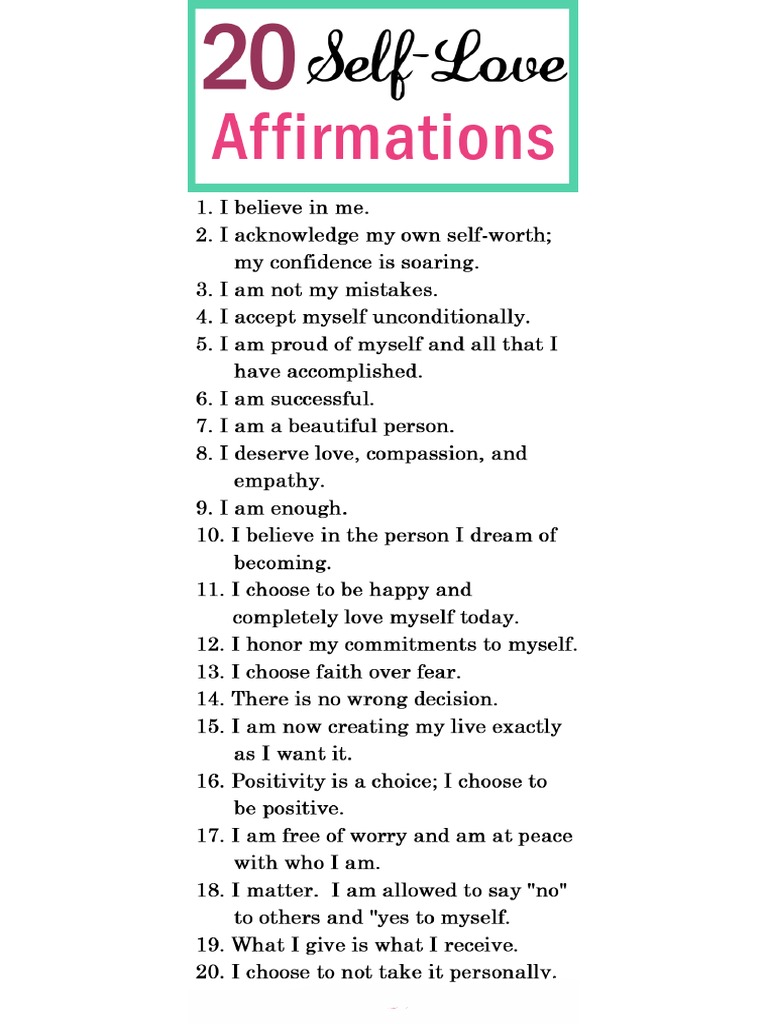 Positive Affirmations Self Love PDF | PDF
