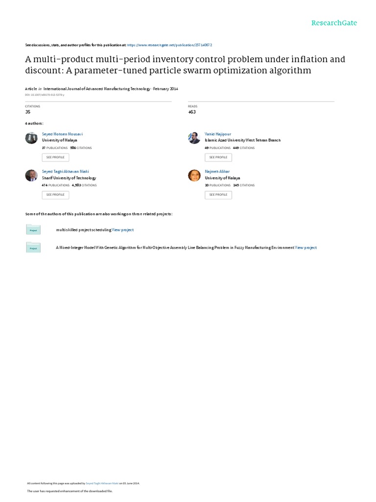 A Multi-Product Multi-Period Inventory Control Problem Under in Ation ...