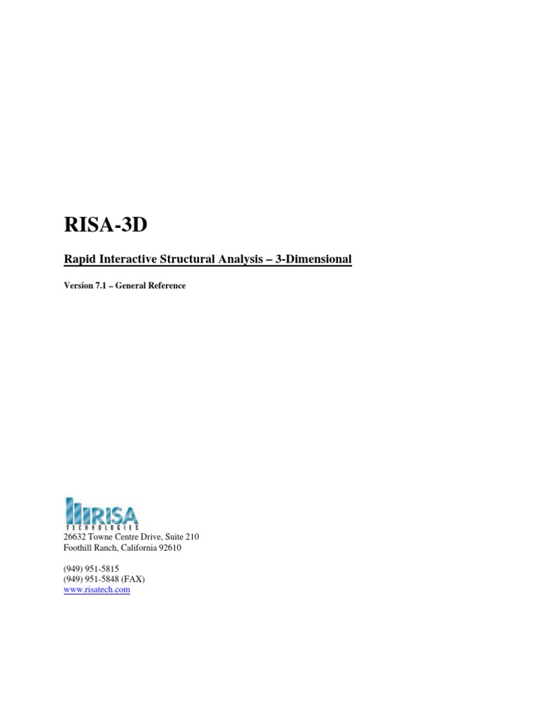 Risa-3D: Rapid Interactive Structural Analysis - 3-Dimensional | PDF ...