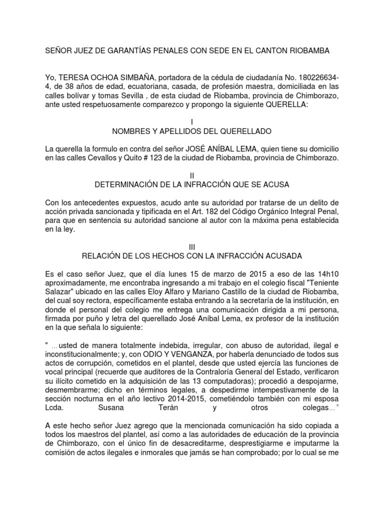 QUERELLA.docx | Gobierno | Política