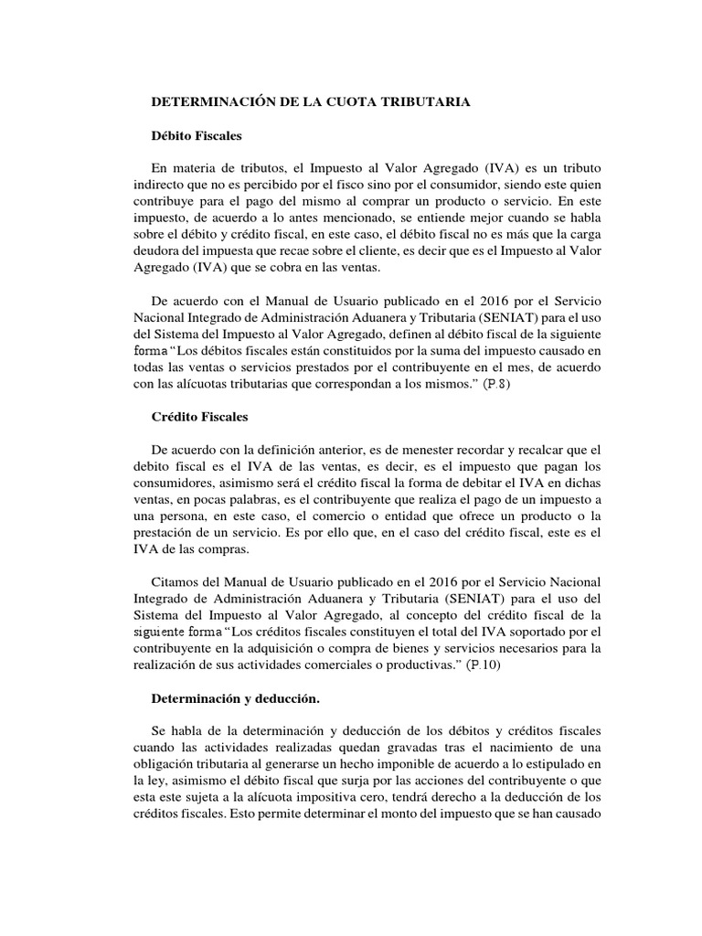 Determinacion de La Cuota Tributaria | PDF | Impuesto al valor agregado ...