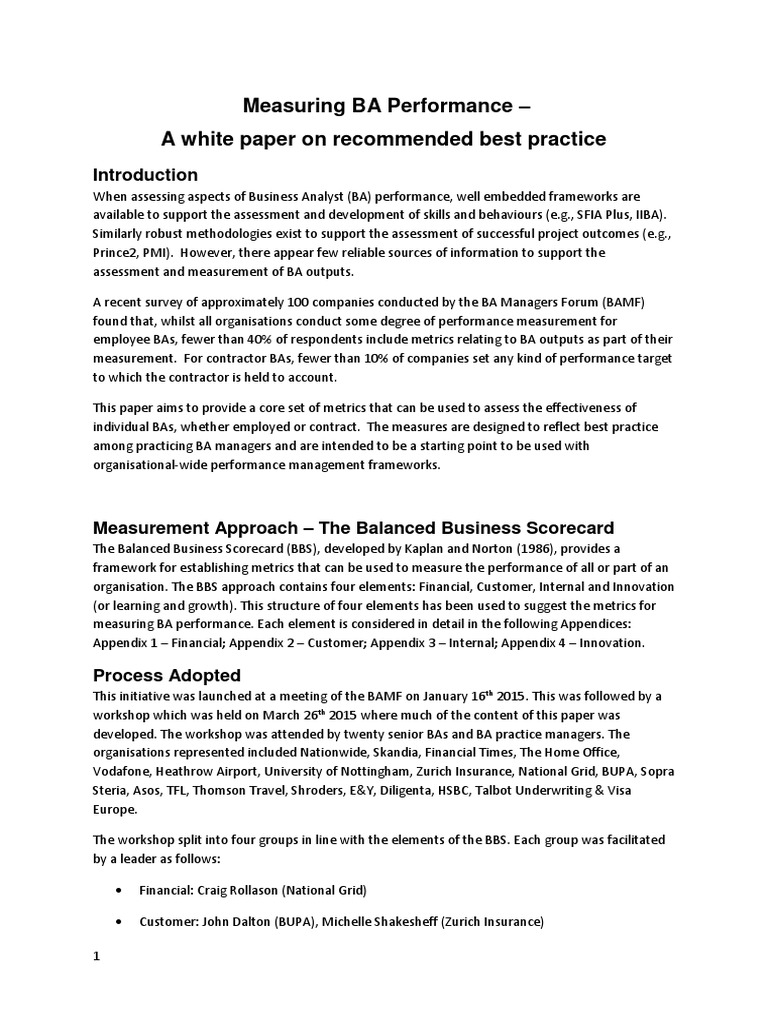 BA Performance Measurement Metrics | PDF | Goal | Business Analysis
