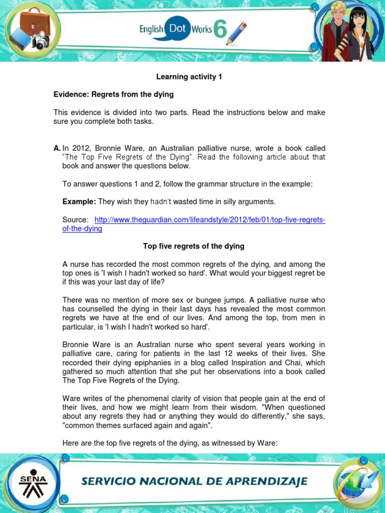 Top Five Regrets of the Dying | PDF | Happiness | Psychological Concepts