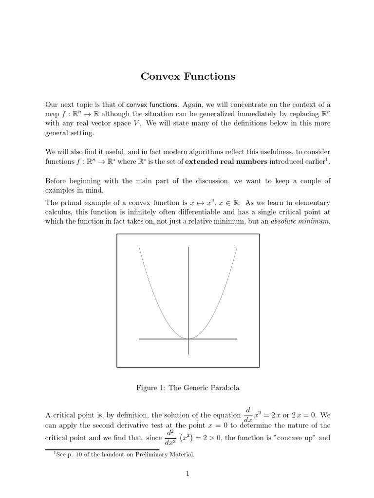 Convex Functions: See P. 10 of The Handout On Preliminary Material ...