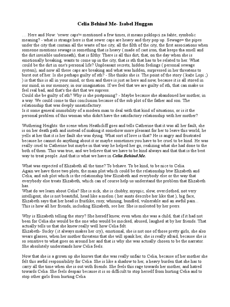 Kanadska Kratka Priča 7. Celia Behind Me | PDF | Heathcliff (Wuthering ...