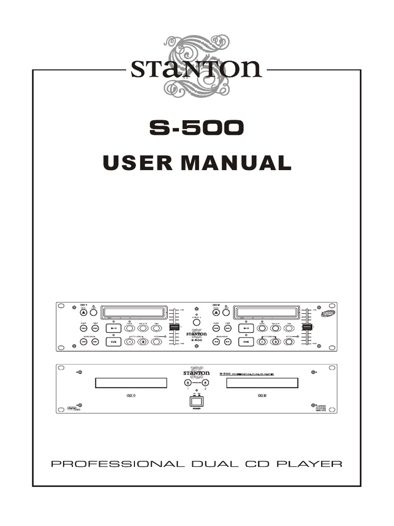 Stanton S-500 Professional Dual CD Player - User Manual | PDF | Electrical Connector | Electronics