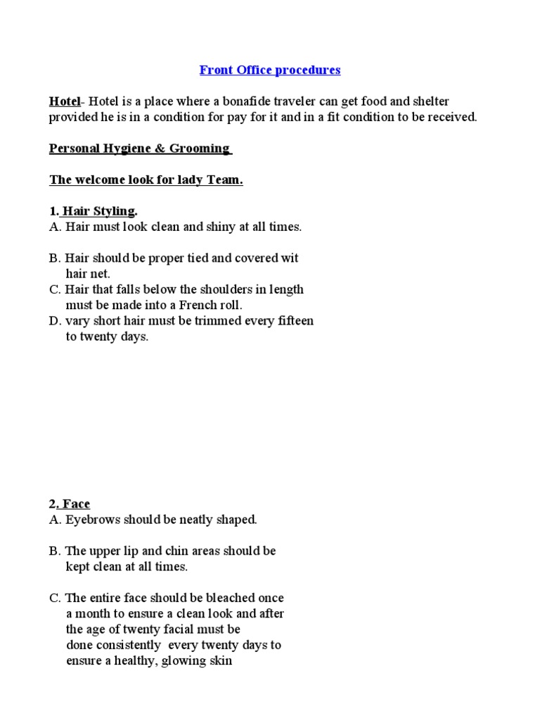 Front Office Procedures and Standards for Ensuring Excellent Guest ...