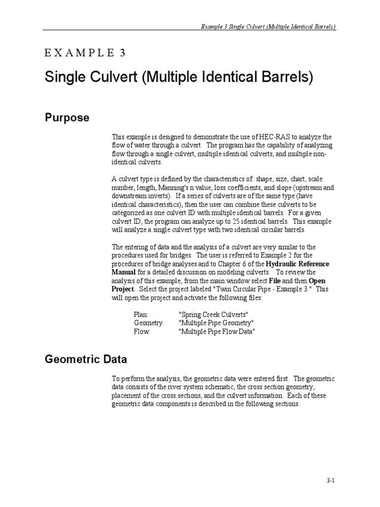 Single Culvert (Multiple Identical Barrels) : Example 3 | PDF | Civil ...