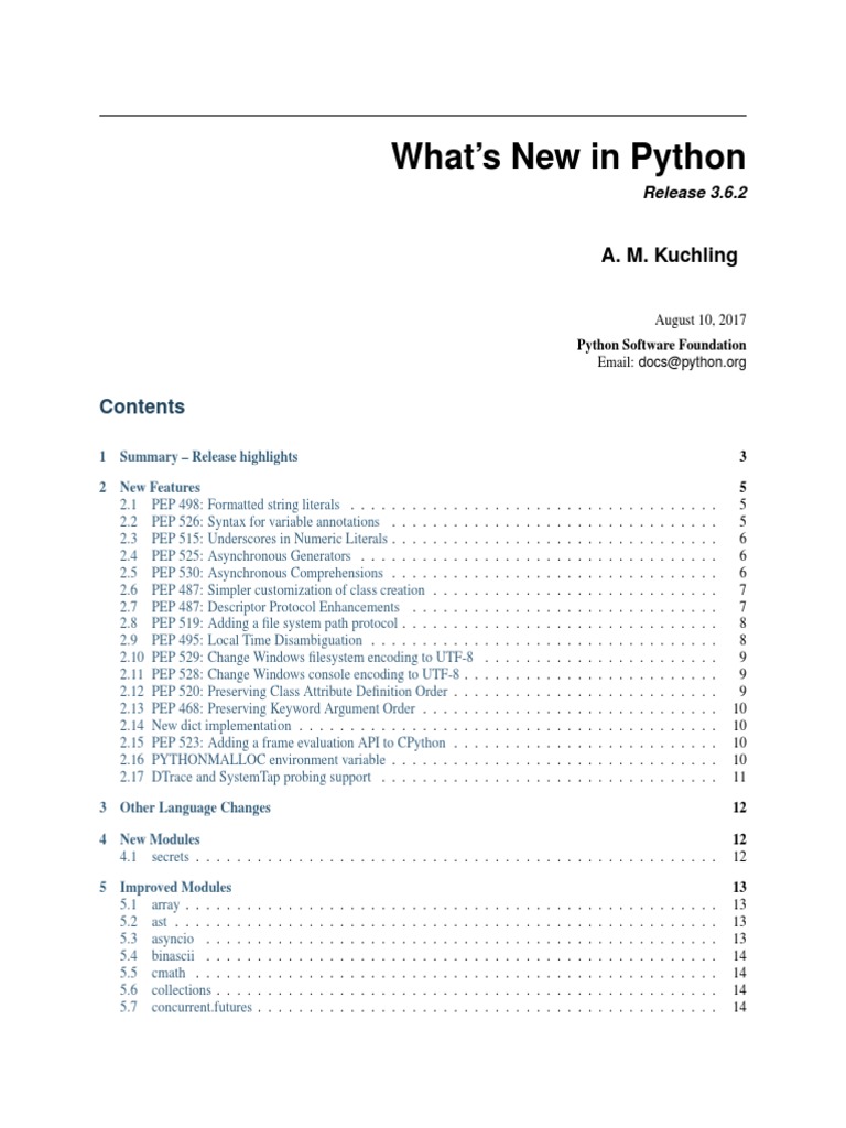 What's New in Python: A. M. Kuchling | PDF | Python (Programming ...