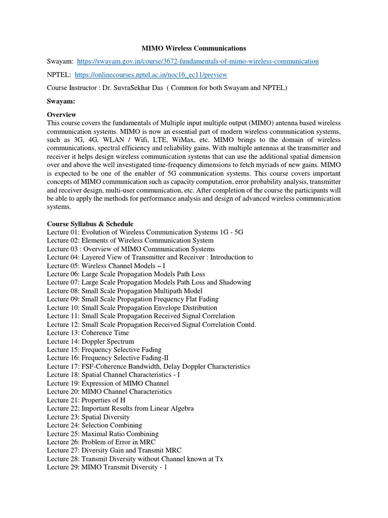 Detail MIMO Wireless Communications | PDF | Mimo | Orthogonal Frequency Division Multiplexing