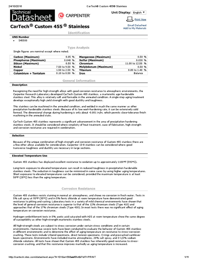 CarTech® Custom 455® Stainless | PDF | Stainless Steel | Annealing ...