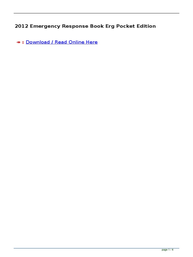 2012 Emergency Response Book Erg Pocket Edition | PDF | Books ...