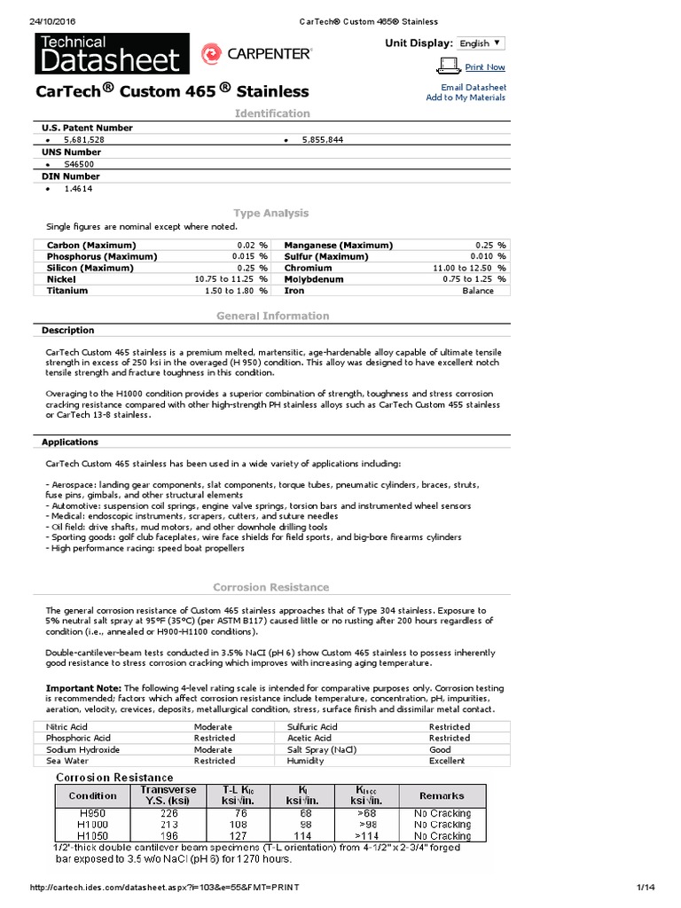 CarTech® Custom 465® Stainless | PDF | Stainless Steel | Steel