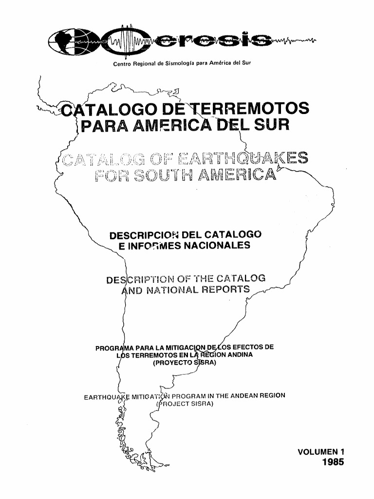 CERESIS Catalogo Terrmotos America Do Sul PDF | PDF | Ciencias de la ...