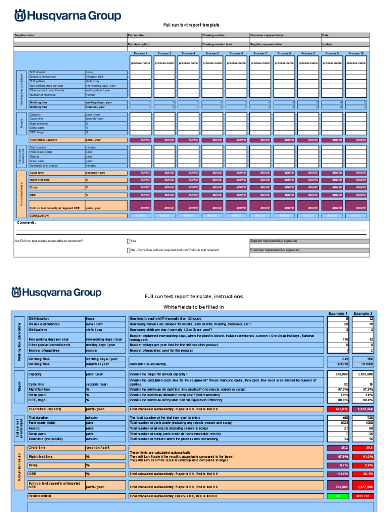 GSQT 004 Husqvarna Full Run Test Report Template Revision 0 | PDF ...