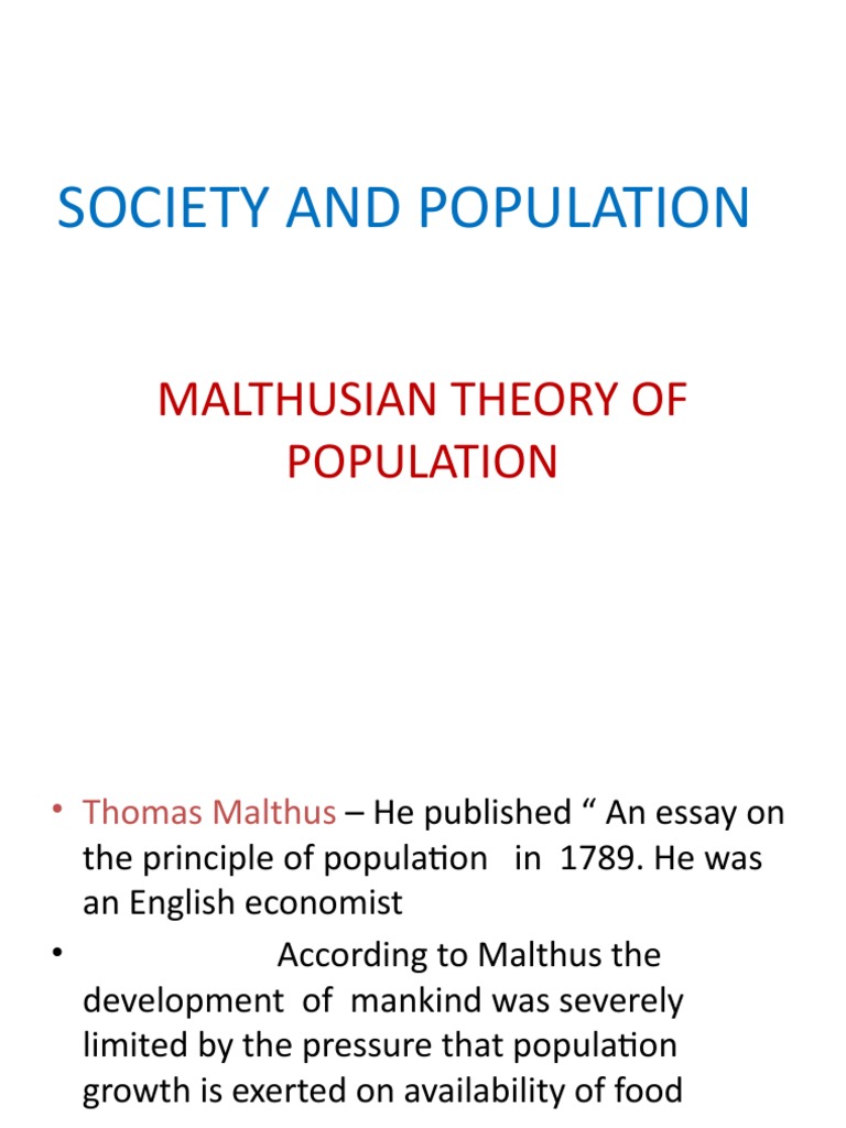 Malthusian Theory of Population: An Analysis of Thomas Malthus ...