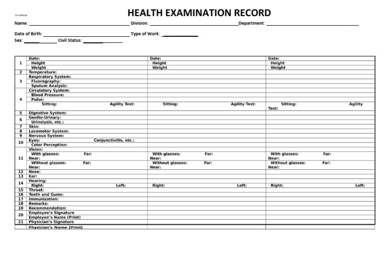Health Examination Record | PDF