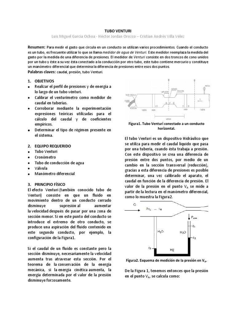 Tubo Venturi PDF | PDF | Presión | Medición