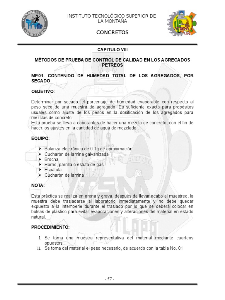 Capitulo Viii - Metodos de Prueba de Control de Calidad en Los Agregados Petreos | PDF ...