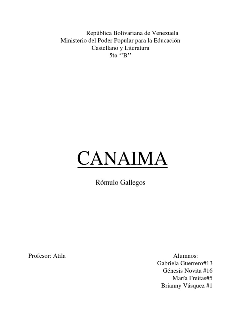 Canaima Romulo Gallegos | PDF