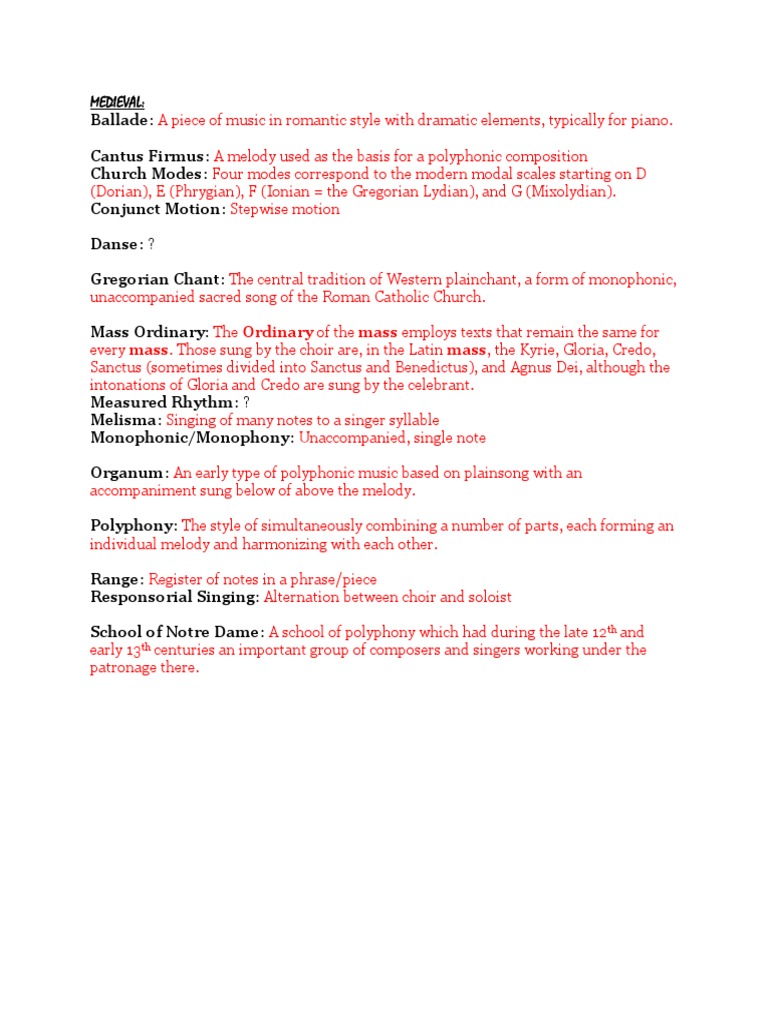 Ballade: Cantus Firmus: Church Modes: Conjunct Motion: Danse ...