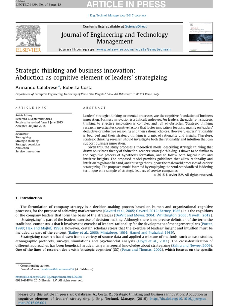 Strategic Thinking PDF | PDF | Strategic Management | Decision Making