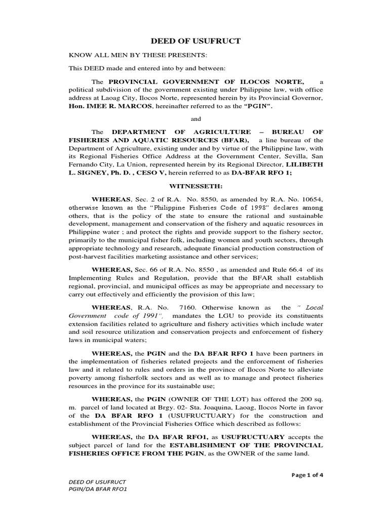 Deed of Usufruct | PDF | Virtue | Government
