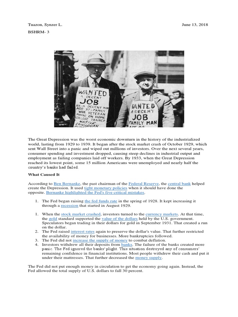 Finance | PDF | Great Depression | Federal Reserve