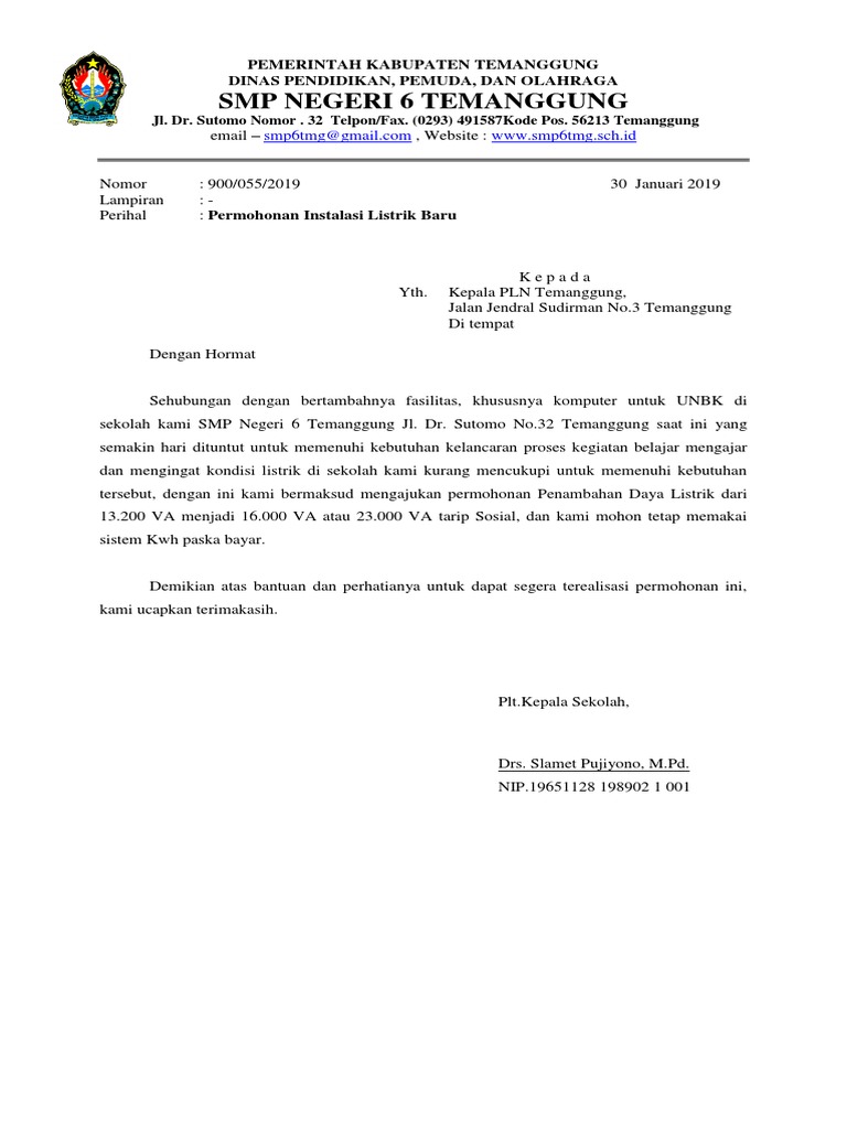 Surat Permohonan Pasang Listrik-2019-SSP | PDF
