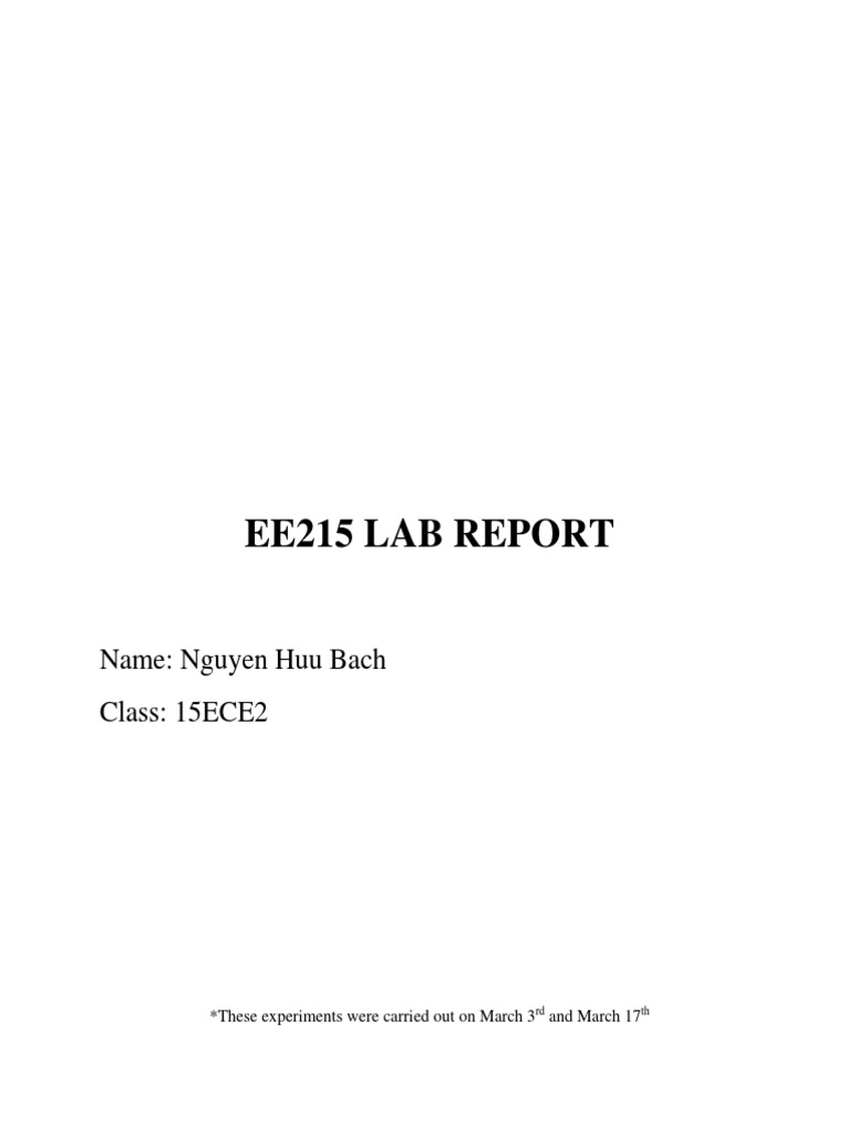 Ee215 Lab Report | PDF | Electrical Network | Resistor