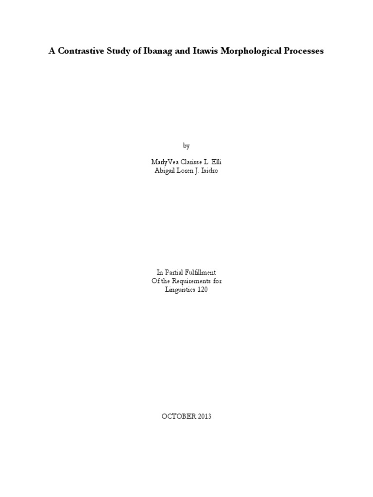 A Contrastive Study of Ibanag and Itawis PDF | PDF | Morphology ...