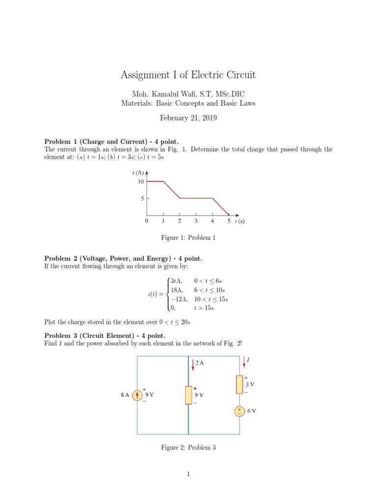 Assignment I of Electric Circuit | PDF | Electrical Network ...