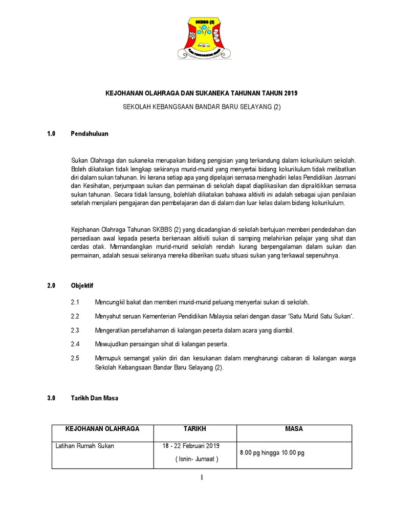 Kejohanan Sukan SKBBS 2019 | PDF