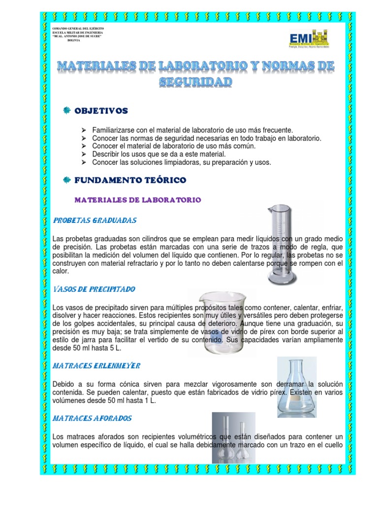 Materiales de Laboratorio y Normas de Seguridad | PDF | Laboratorios ...