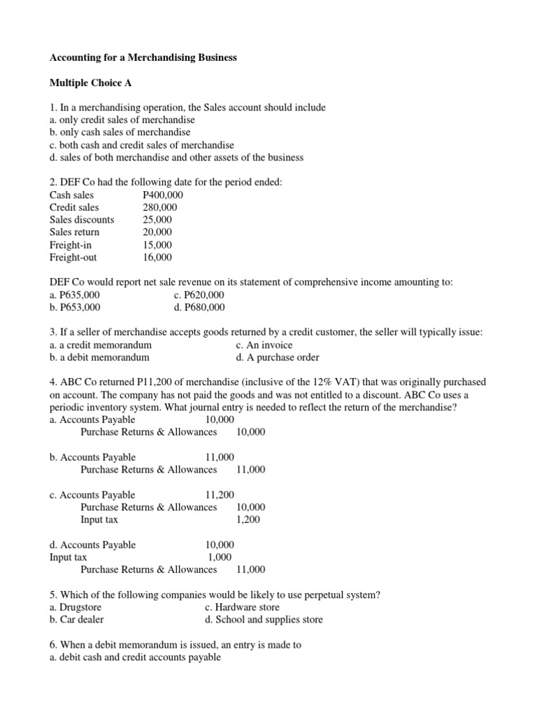 Accounting For Merchandising Business | PDF | Discounts And Allowances ...