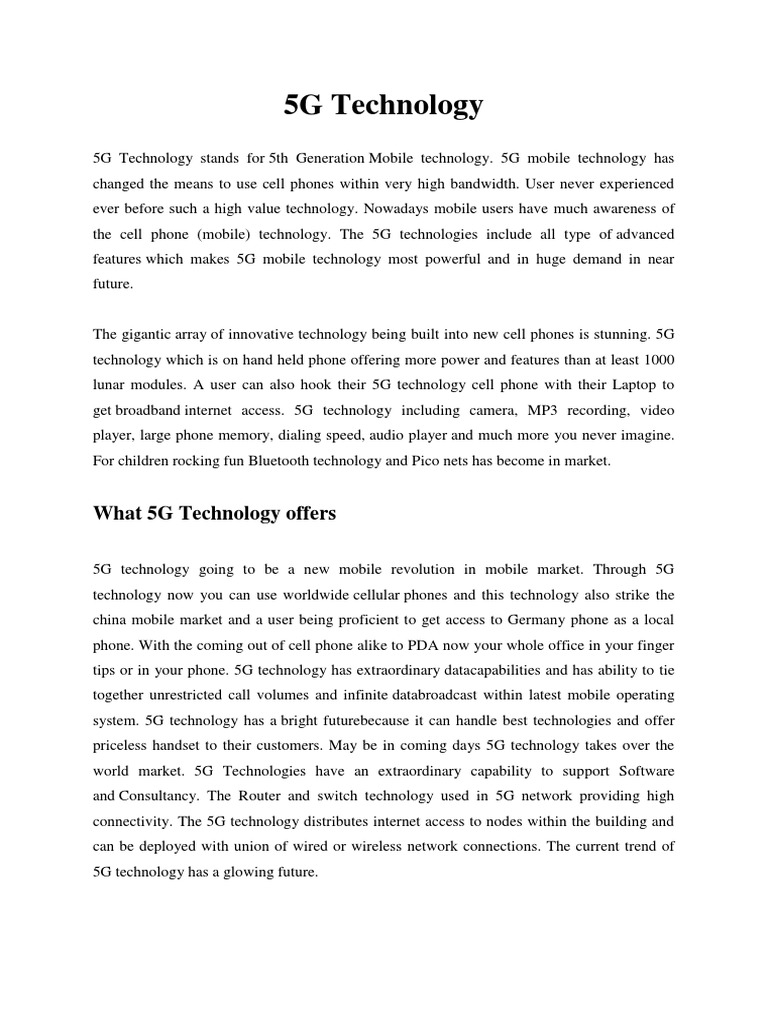 5G Technology | PDF | Internet Access | Computer Network