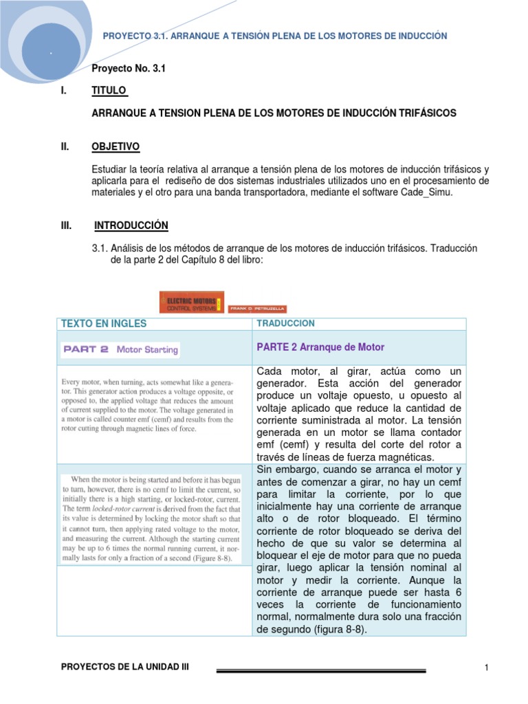 Proyecto3.1. Arranque A Tension Plena de Los Motores | PDF | Corriente eléctrica | Bienes ...