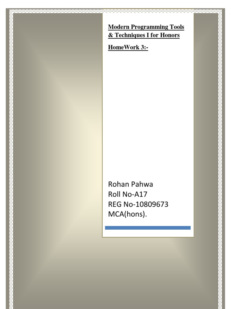 Rohan Pahwa Roll No-A17 Reg No-10809673 Mca (Hons) .: Modern ...