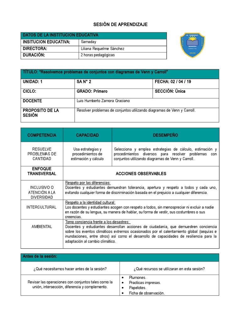 Mat1 U1 Sesión 02 | PDF | Evaluación | Aprendizaje