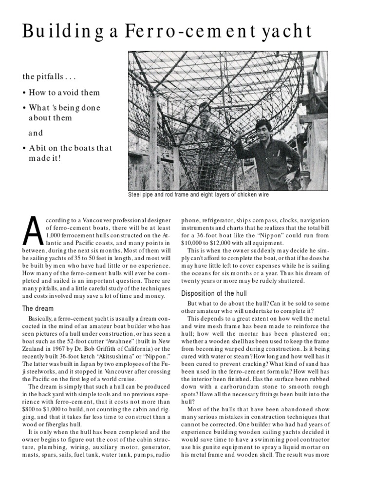 Concrete Construction Article PDF - Ferro-Cement Yacht | PDF | Boats ...