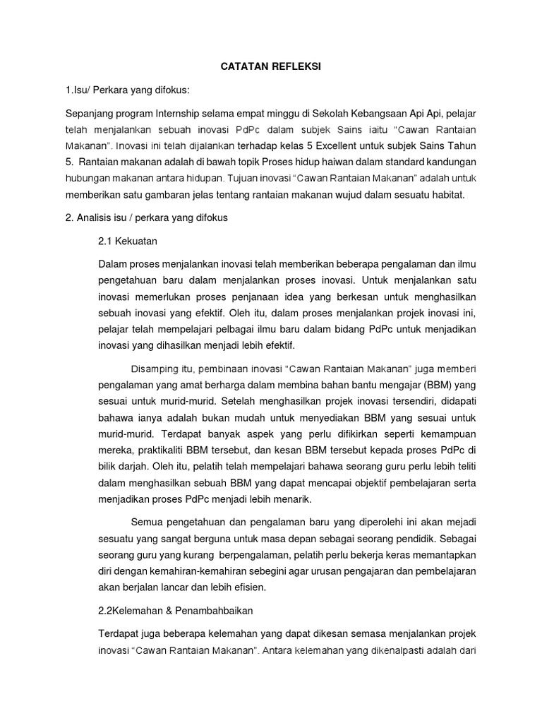 Catatan Refleksi | PDF