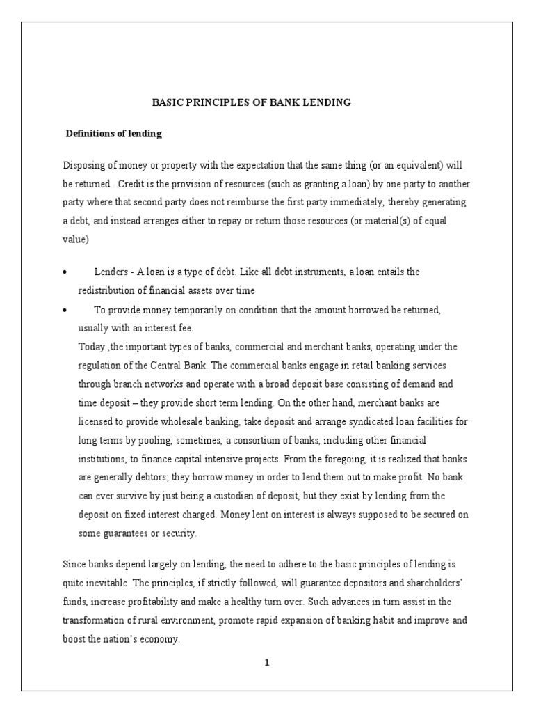 Principles of Bank Lending Explained | PDF | Banks | Banking