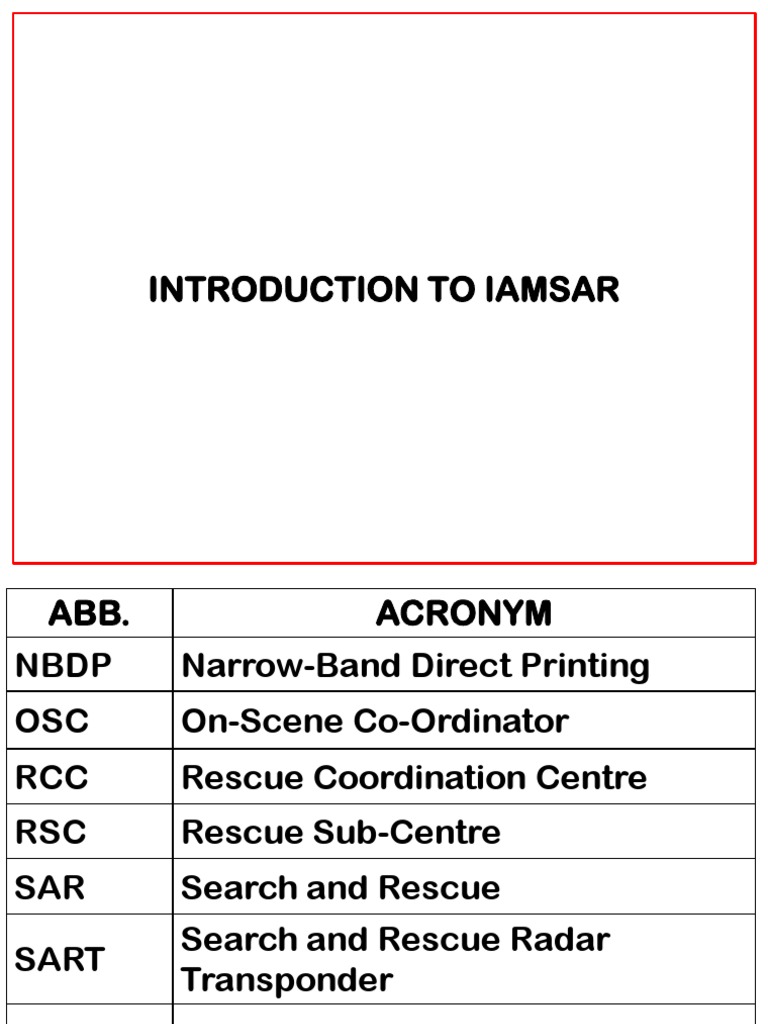 Topic 1 Introduction of Iamsar | PDF | Search And Rescue | Rescue