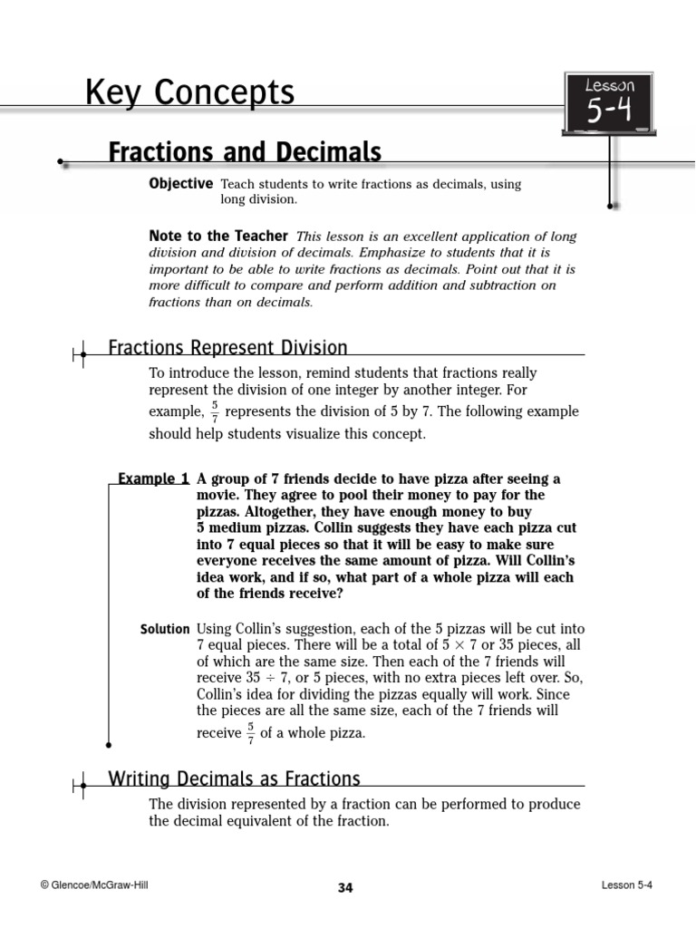 Key Concepts: Fractions and Decimals | PDF | Fraction (Mathematics ...